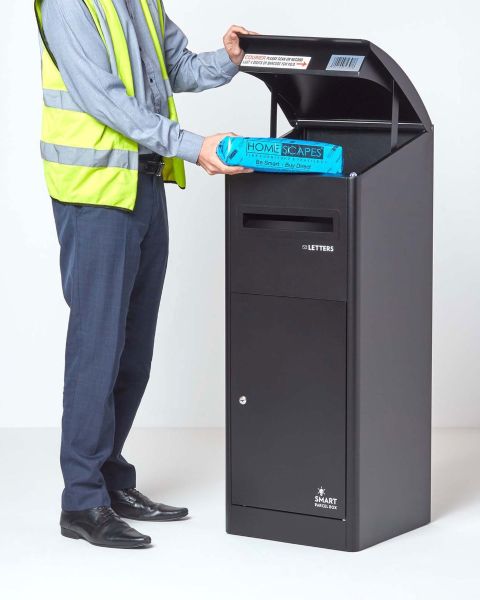 Extra Large Slanted Top Front Access Black Smart Parcel Box