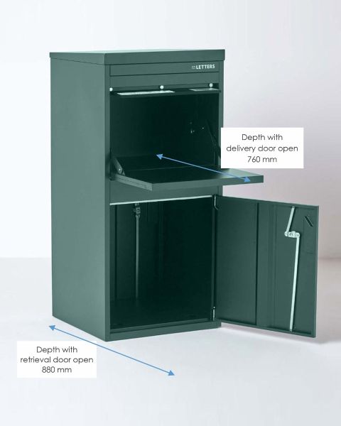 Extra Large Front & Rear Access Green Smart Parcel Box