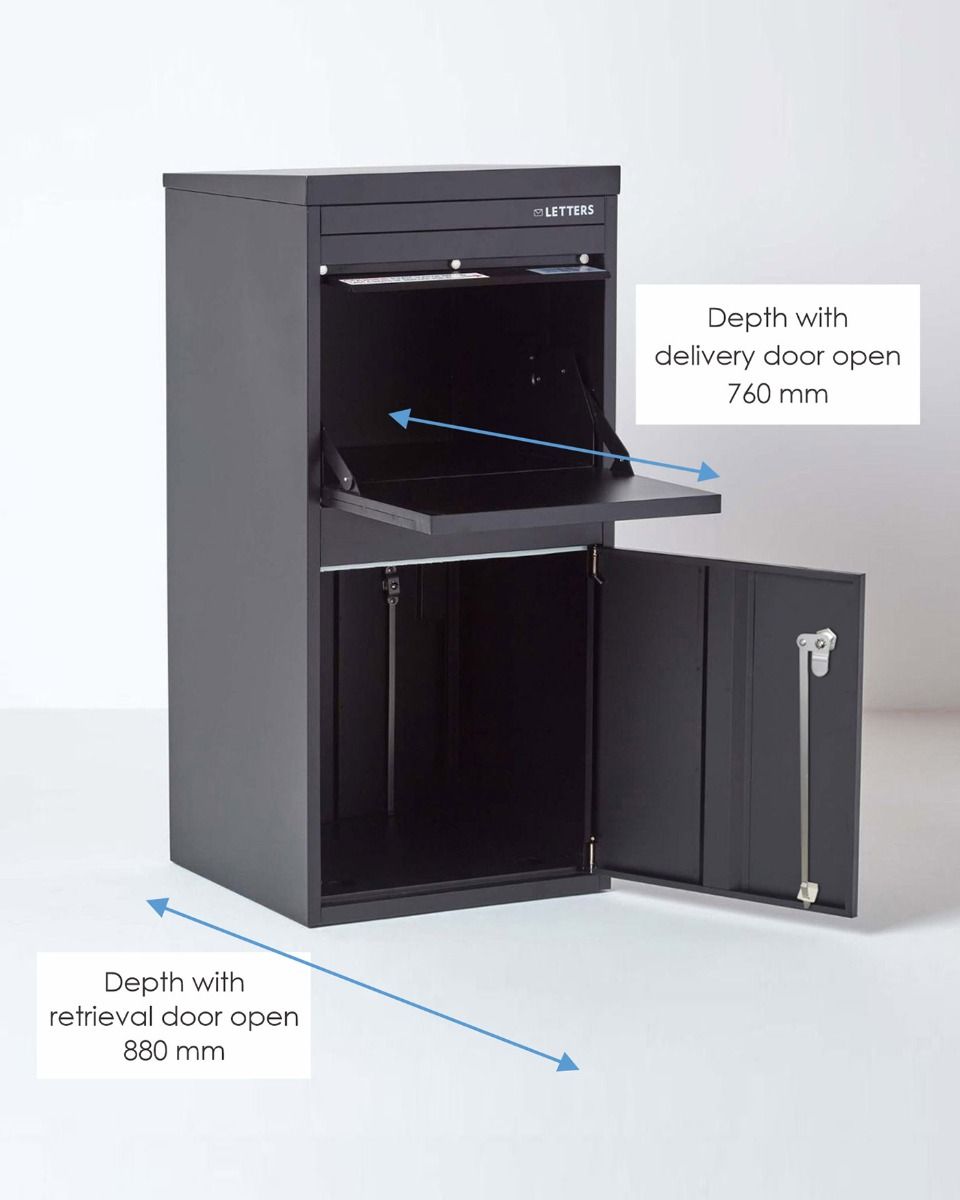 Extra Large Front & Rear Access Black Smart Parcel Box