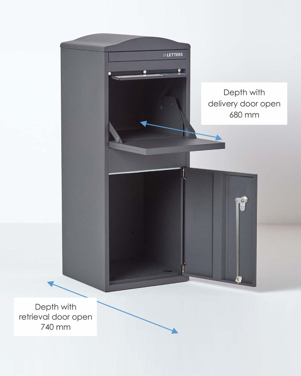 SMART PARCEL BOX Large Curve Top Front Access Dark Grey