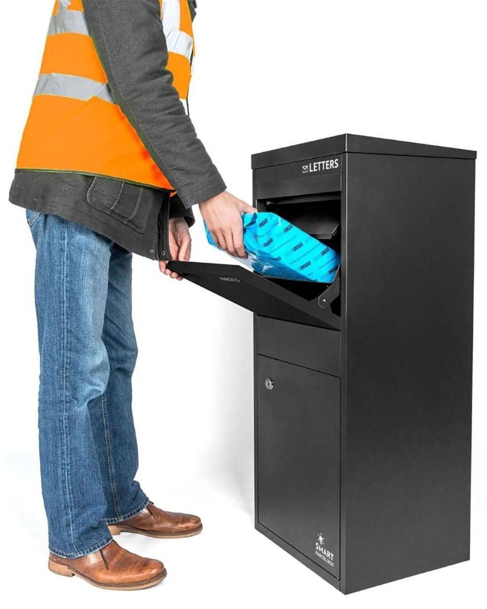 Large Front & Rear Access Black Smart Parcel Box