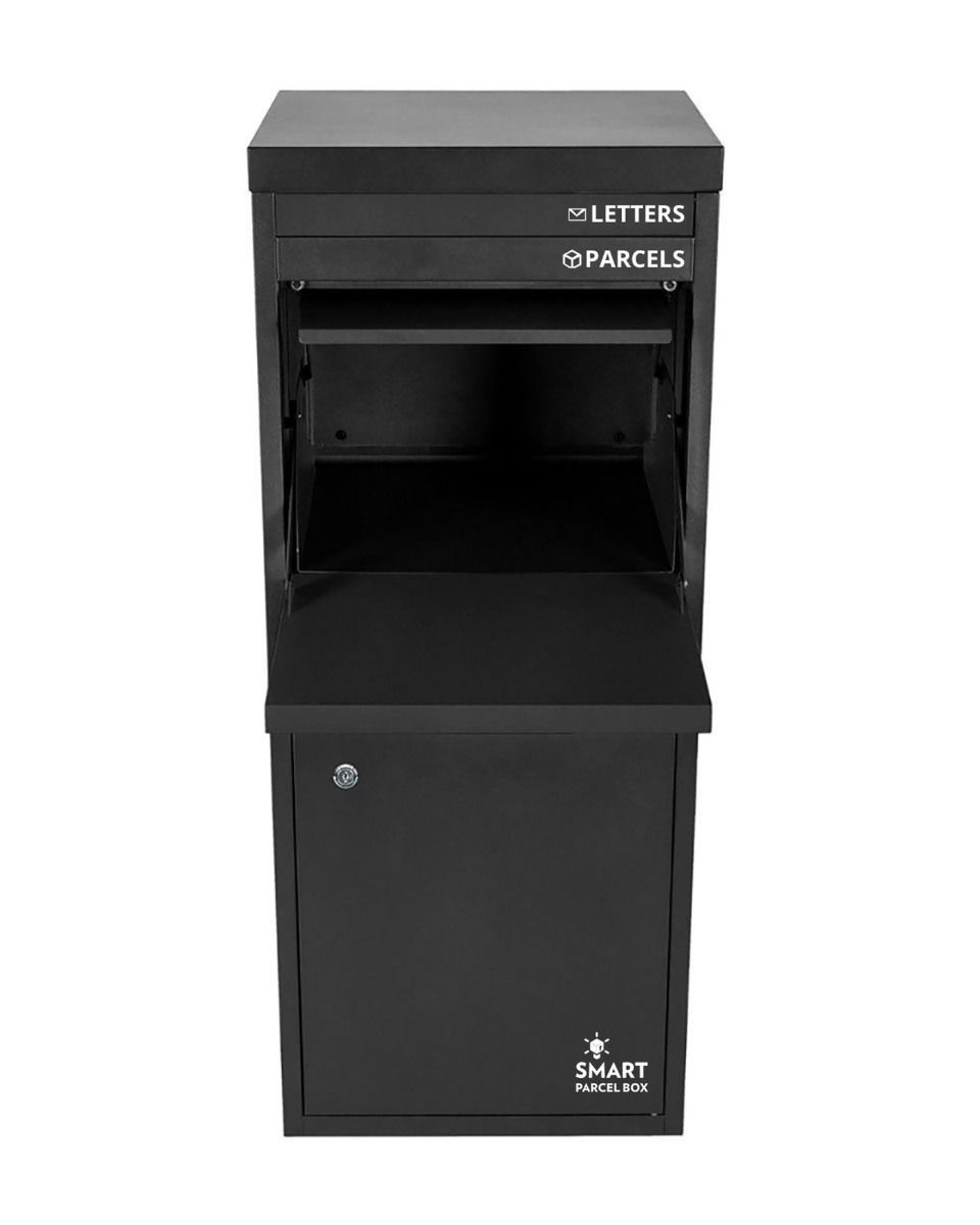 Large Front & Rear Access Black Smart Parcel Box