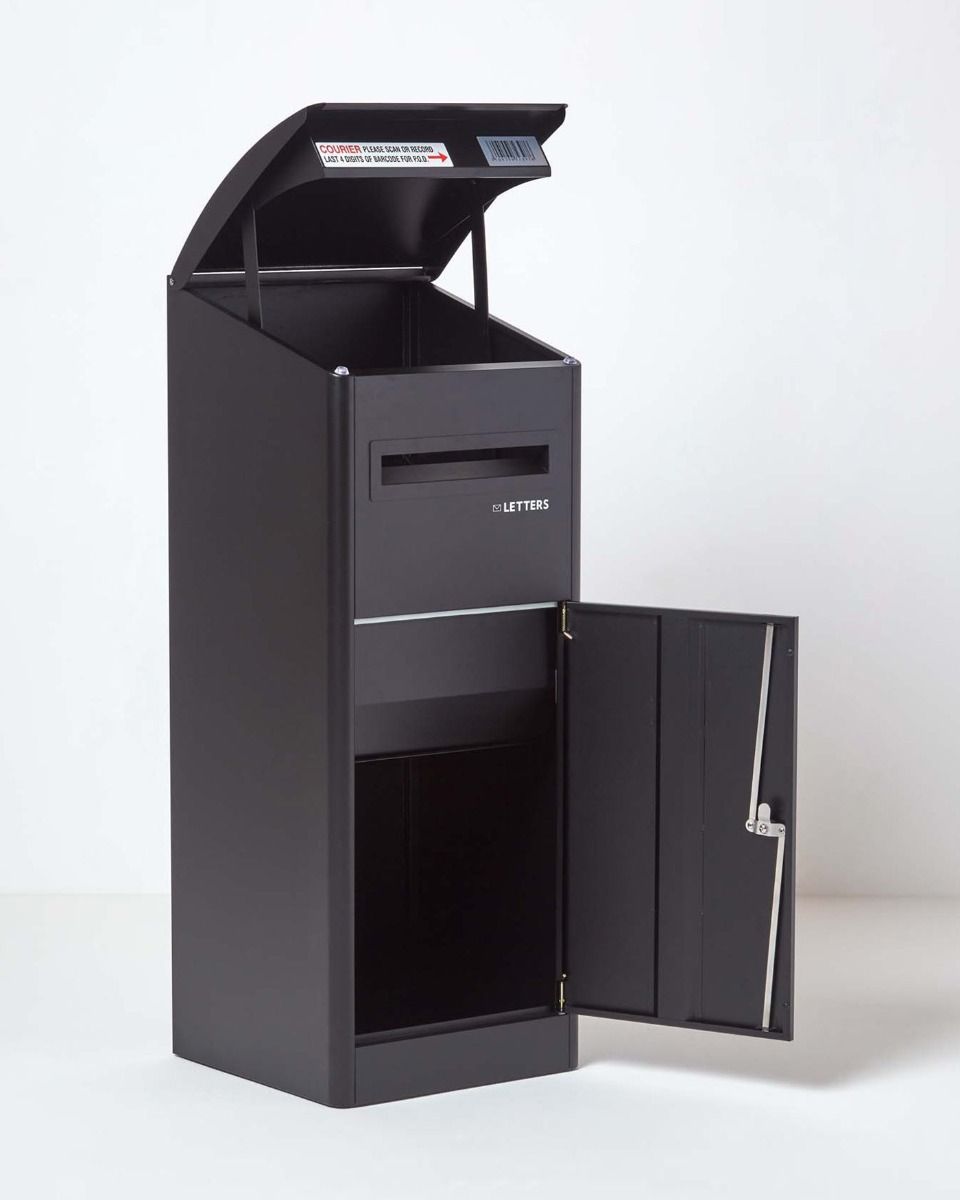 Extra Large Slanted Top Front Access Black Smart Parcel Box