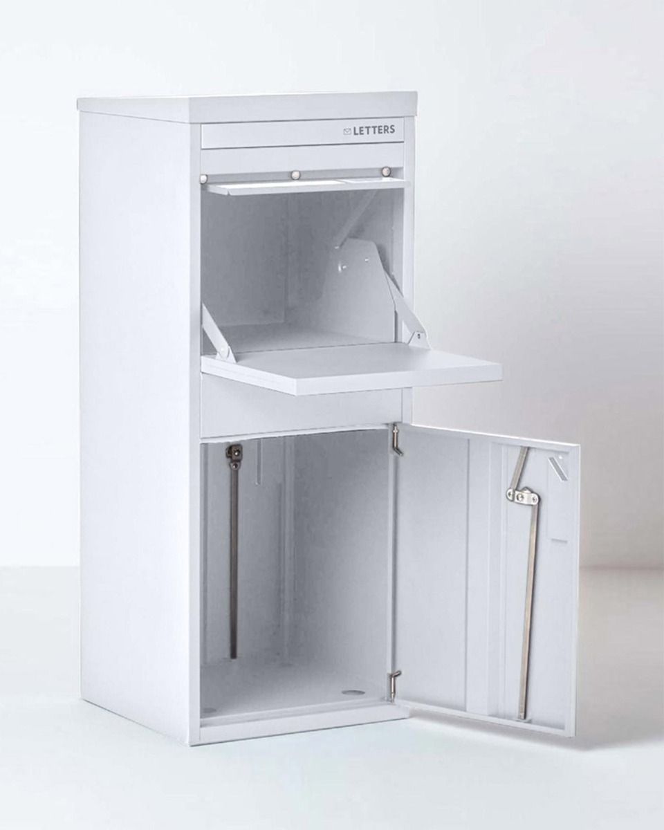 Large Front & Rear Access White Smart Parcel Box