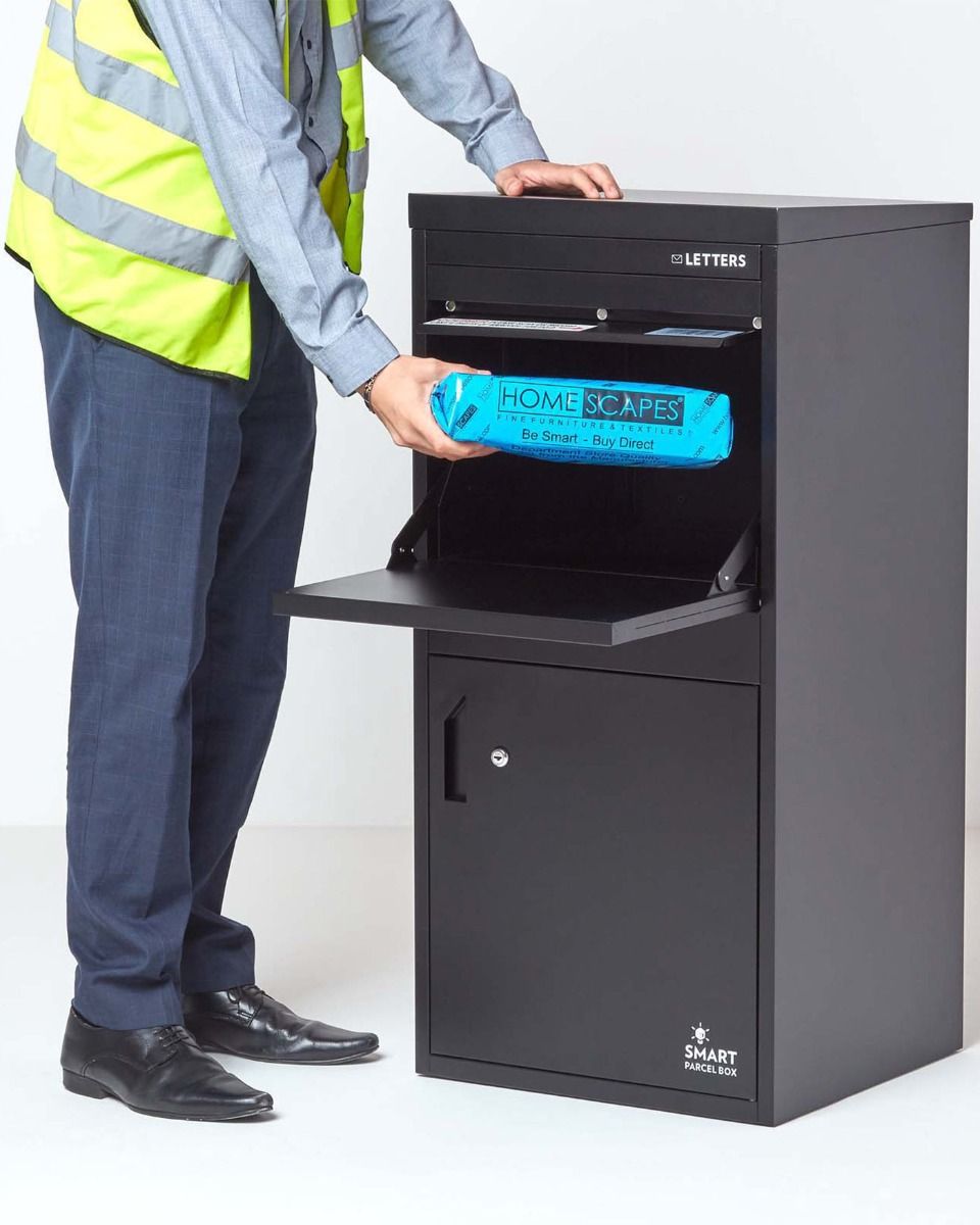 Extra Large Front & Rear Access Black Smart Parcel Box