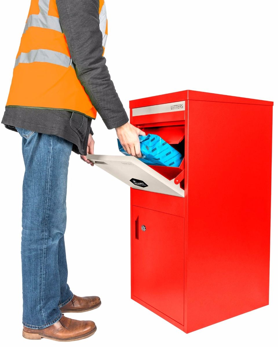 Extra Large Front & Rear Access Red Smart Parcel Box