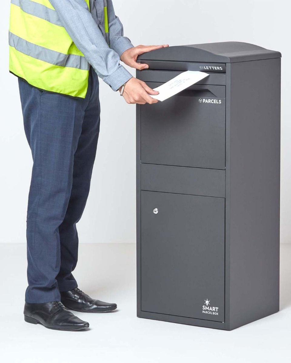 Large Curve Top Front Access Dark Grey Smart Parcel Box