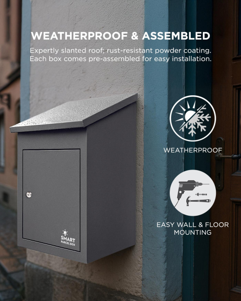Medium Front Access Dark Grey Smart Parcel Box