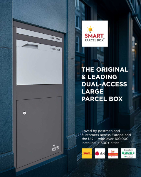 Large Front & Rear Access Dark Grey Smart Parcel Box