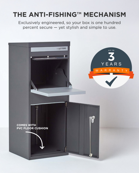 Large Front & Rear Access Dark Grey Smart Parcel Box