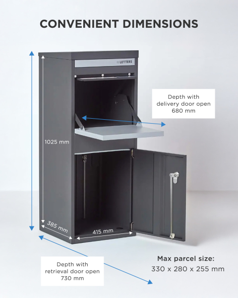 Large Front & Rear Access Dark Grey Smart Parcel Box