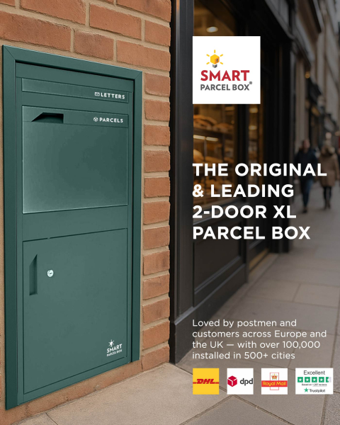 Extra Large Front & Rear Access Green Smart Parcel Box